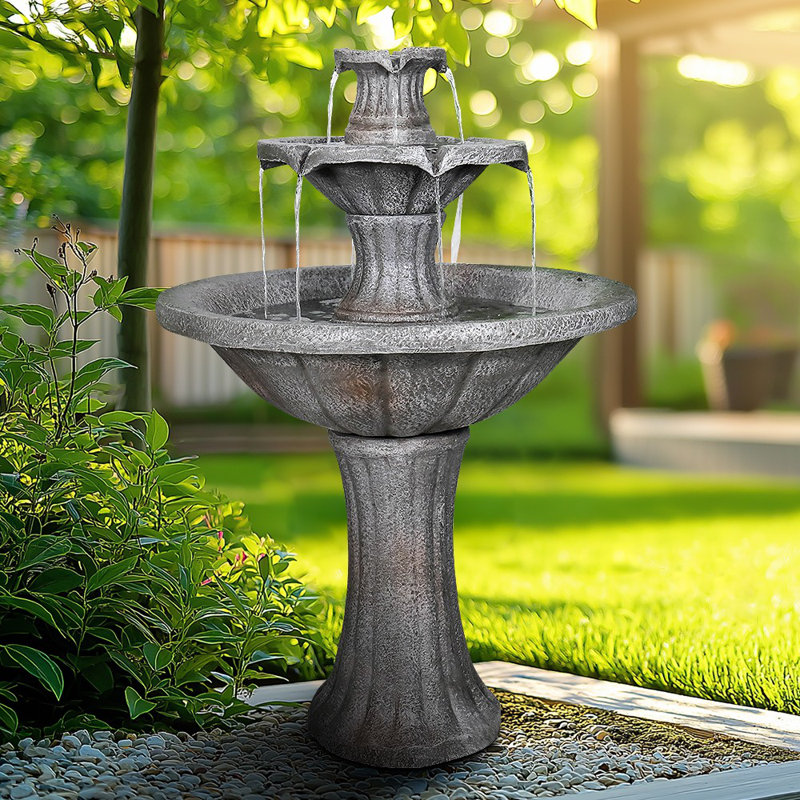 Lark Manor™ SunJet 41.7" H 2 Tier Concrete Outdoor Fountain | Wayfair